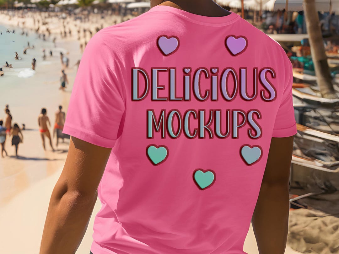 Charity Pink Back Print Bella Canvas 3001 T-shirt Mockup for Etsy ...