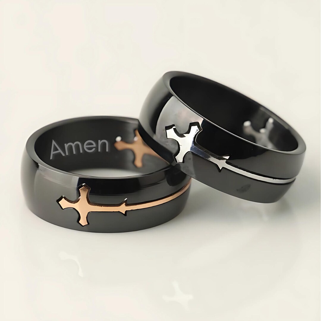 Custom Religious Jewelry, Personalized Holy Cross Ring, Men's Stainless ...