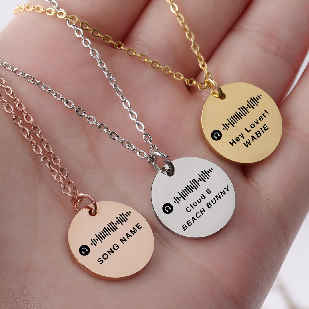 Personalized Song QR Code Circle Necklace , Stainless Steel, for Men ...