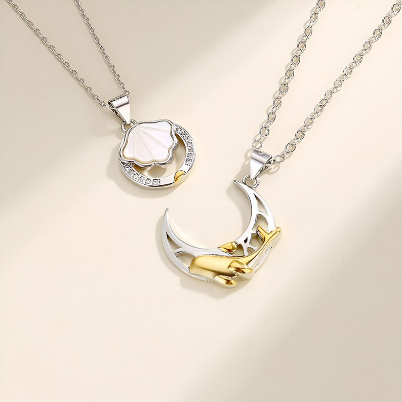 Sun and Moon Couples Necklaces, Ocean Couples Pendants, Matching ...