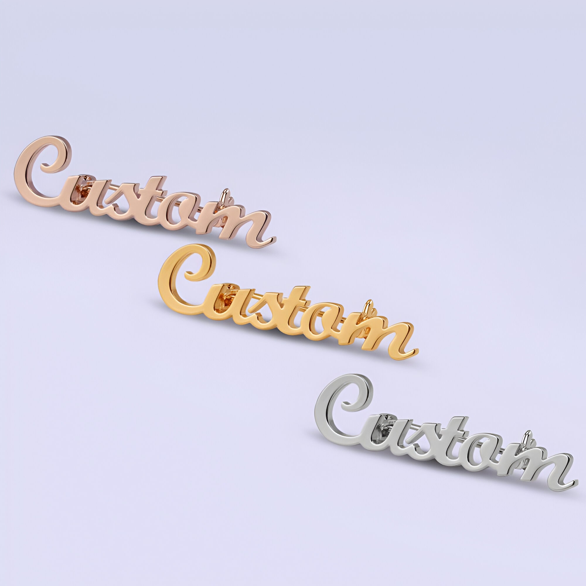 Custom Cut Name Pin, Stainless Steel Word Brooch, Formal Attire Jewelry ...