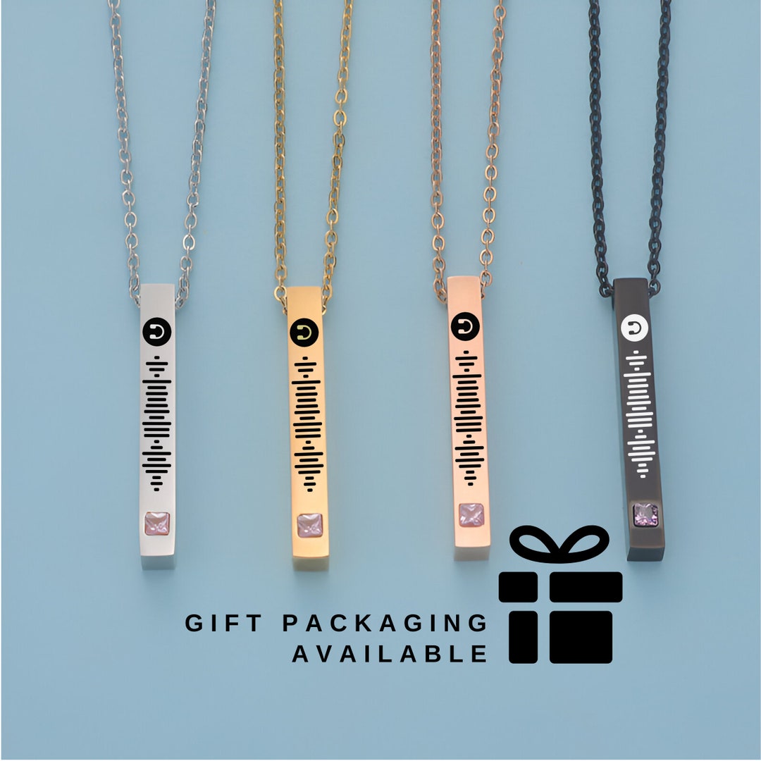 Personalized Spotify Song Code Necklace With Glass Gemstone, Music ...