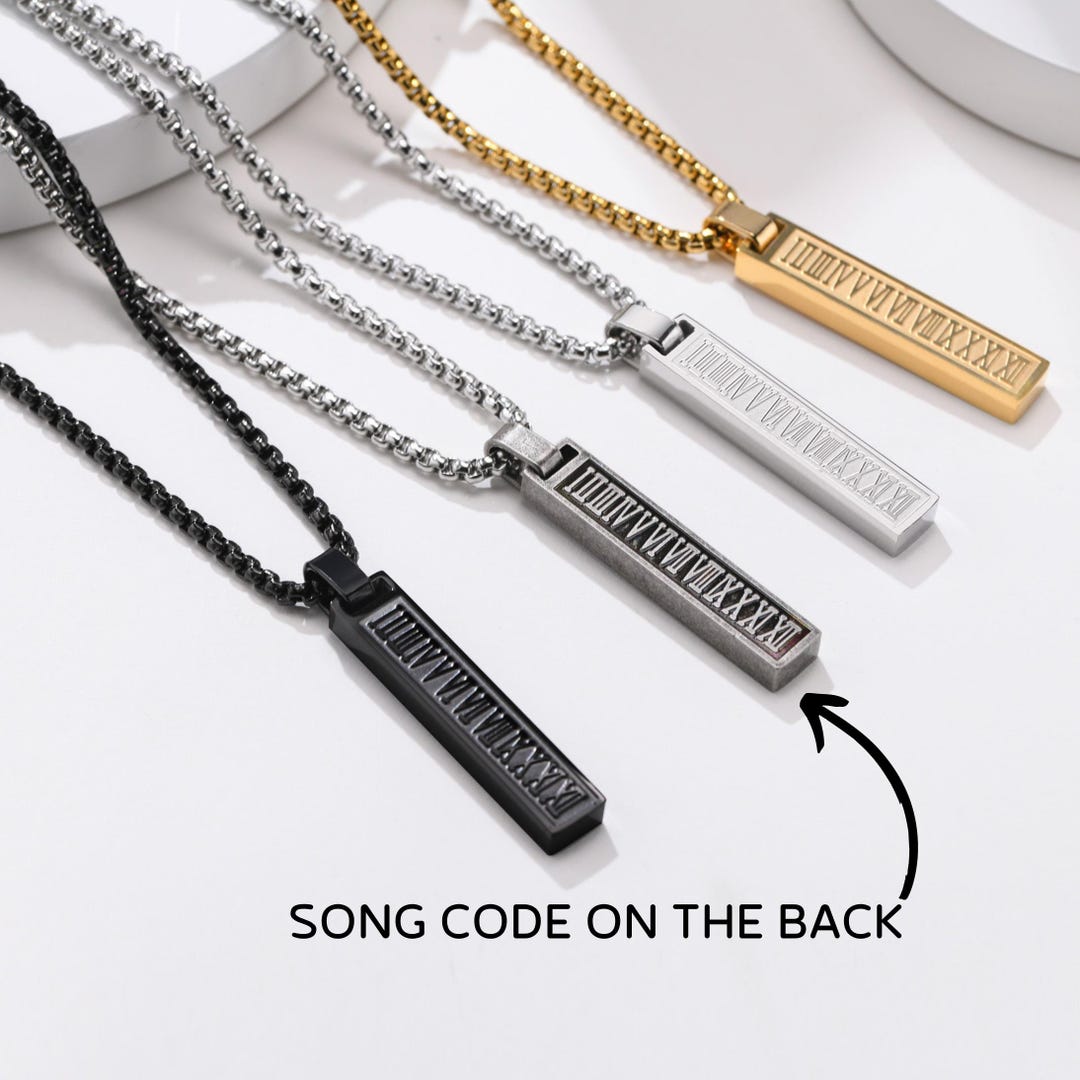 Roman Numerals Pendant With Song Code on the Back, Custom Laser ...