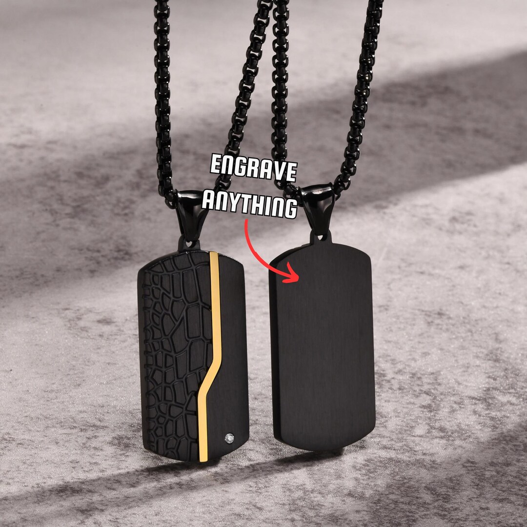 Laser Engravable Army Dog Tags With Gold Line, Zircon Decorated Dog ...