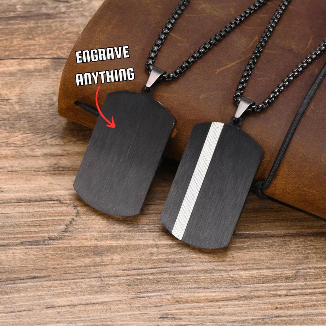 Laser Engravable Brushed Metal Dog Tags With White Stripe, Hip ...