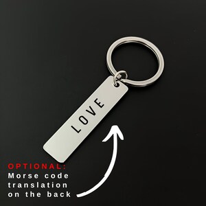 Engraved Morse Code Keychain With Translation on the Back, Personalized ...