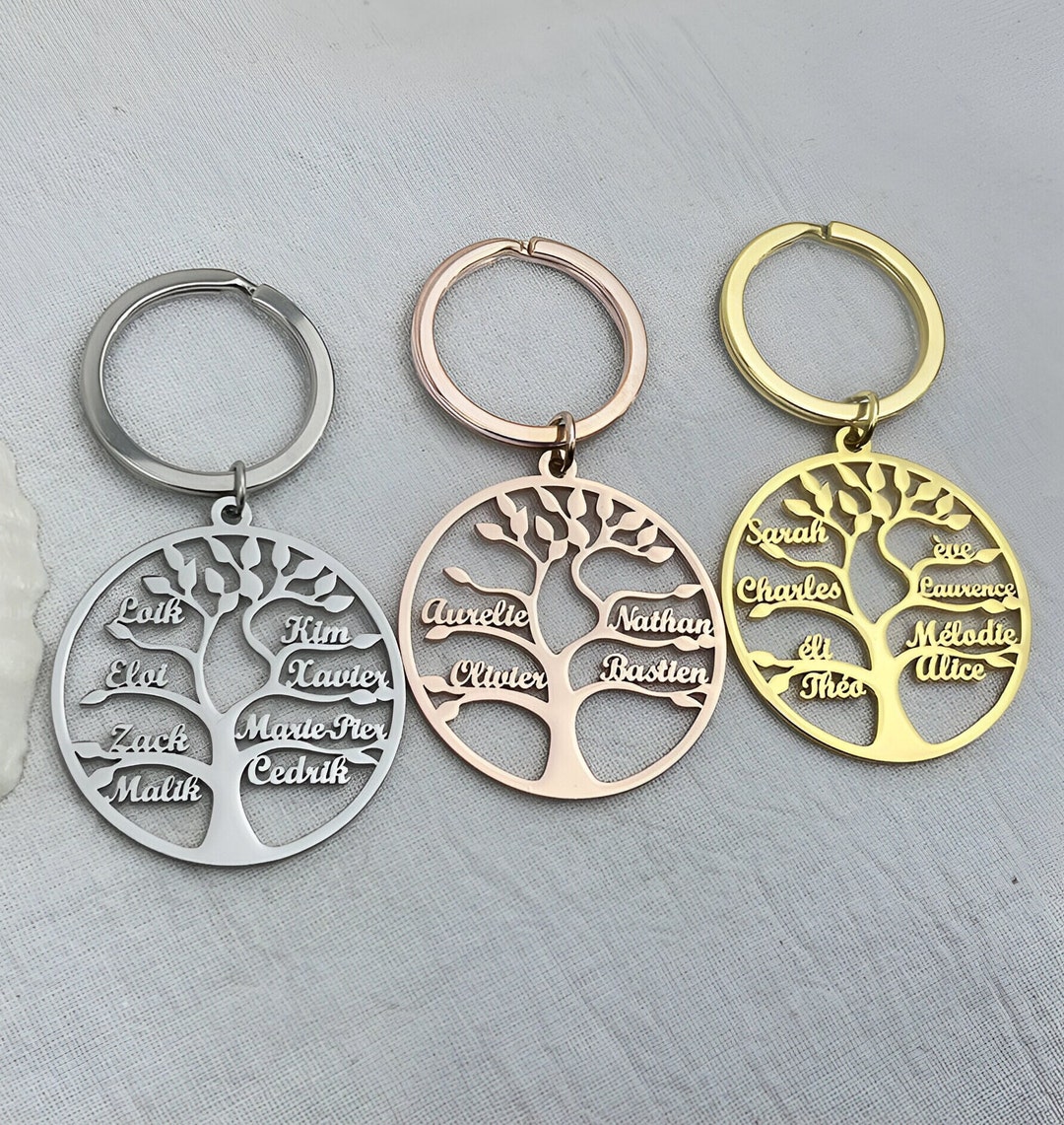 Custom Cut Family Tree Keychain, Stainless Steel Machined Keychain ...
