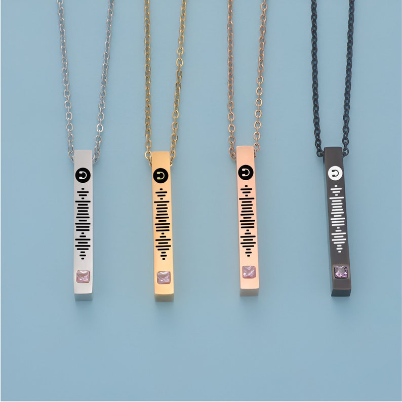 Personalized Spotify Song Code Necklace With Glass Gemstone, Music ...