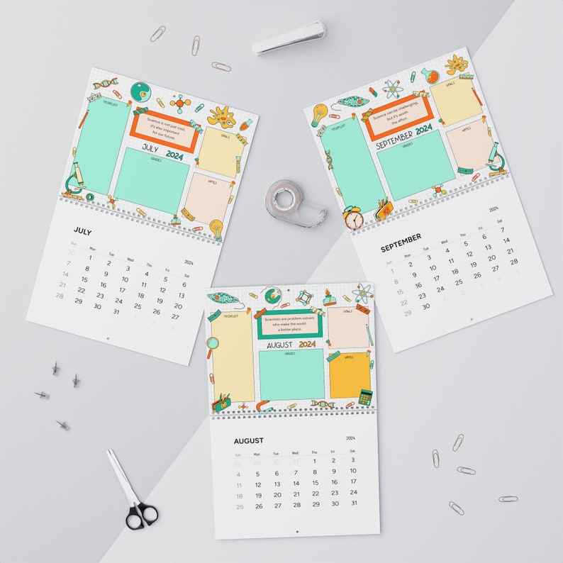 School Calendar, 2024 Calendar, Gradeschool Calendar, Hangable Calendar ...