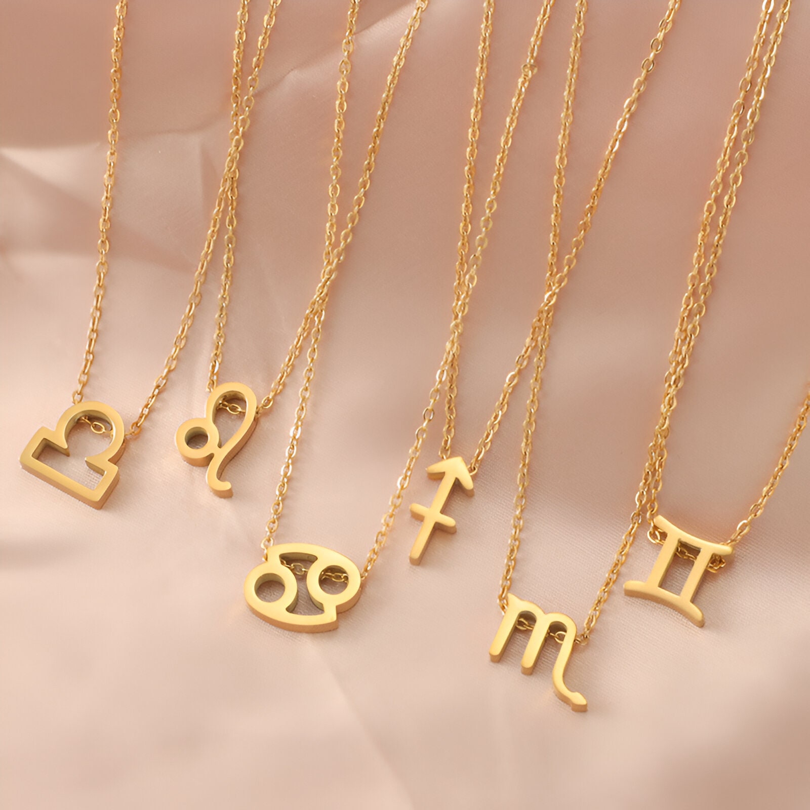 18K Gold Plated Zodiac Sign Necklace, 12 Horoscope Signs Necklaces, 12 ...
