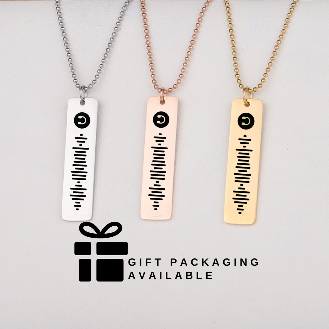 Personalized Song QR Code Necklace , Stainless Steel, for Men and Women ...