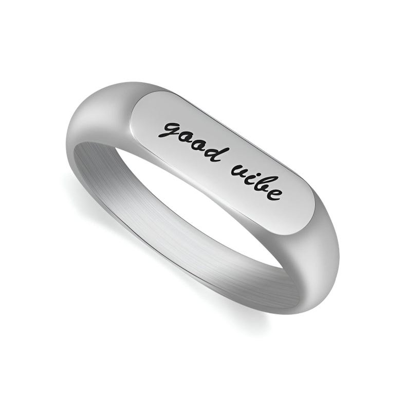 Laser Engraved Couples Rings, Personalzied Text Icon Minimalist ...