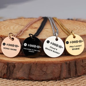 Personalized Song QR Code Circle Necklace , Stainless Steel, for Men ...