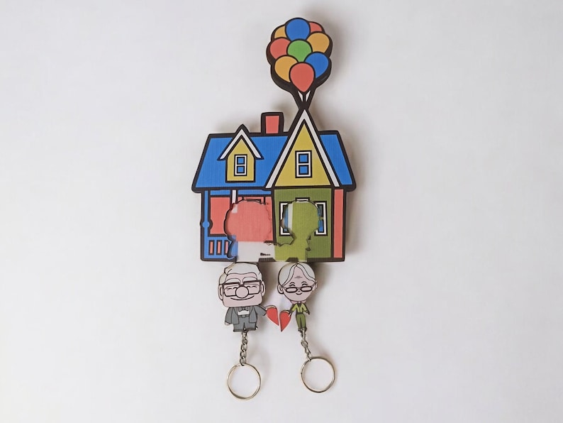 Up House Key Holder - Couples Keychain - Wall Decoration - MDF Key Rack ...