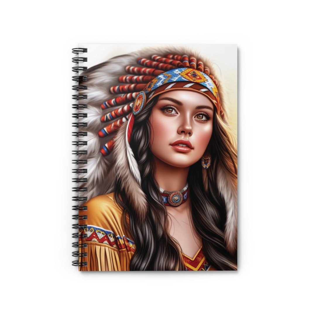 Native American Indian Female in Native Dress Spiral Notebook - Etsy