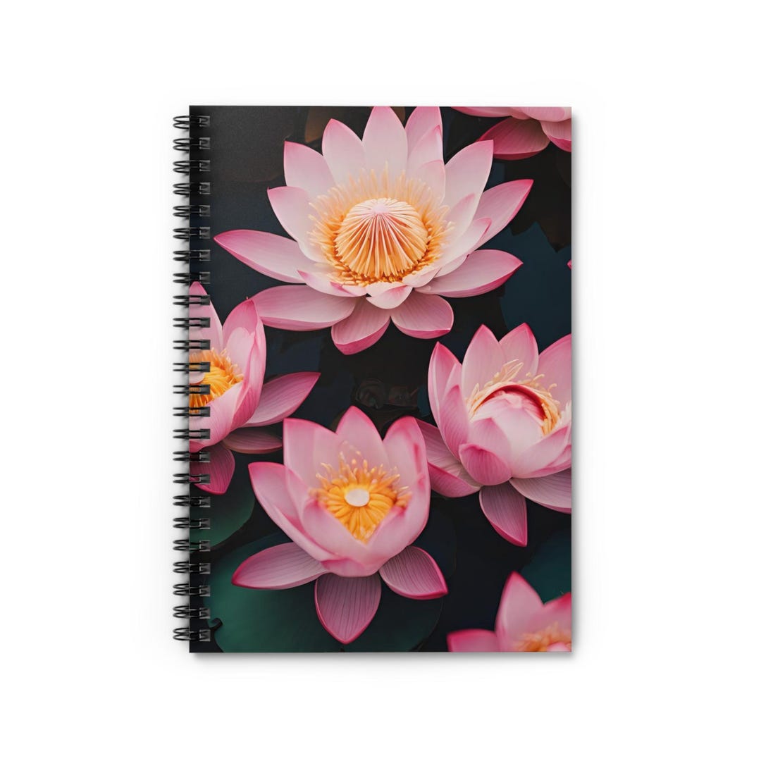 Water Lilies Themed Spiral Notebook / Lined Journal for Creative ...