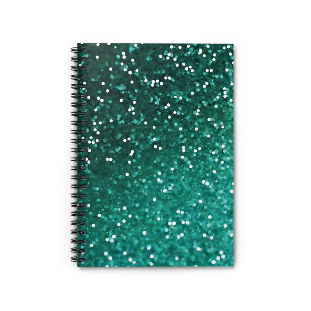 Teal / Dark Green Glitter Spiral Notebook / Journal With Ruled Line - Etsy
