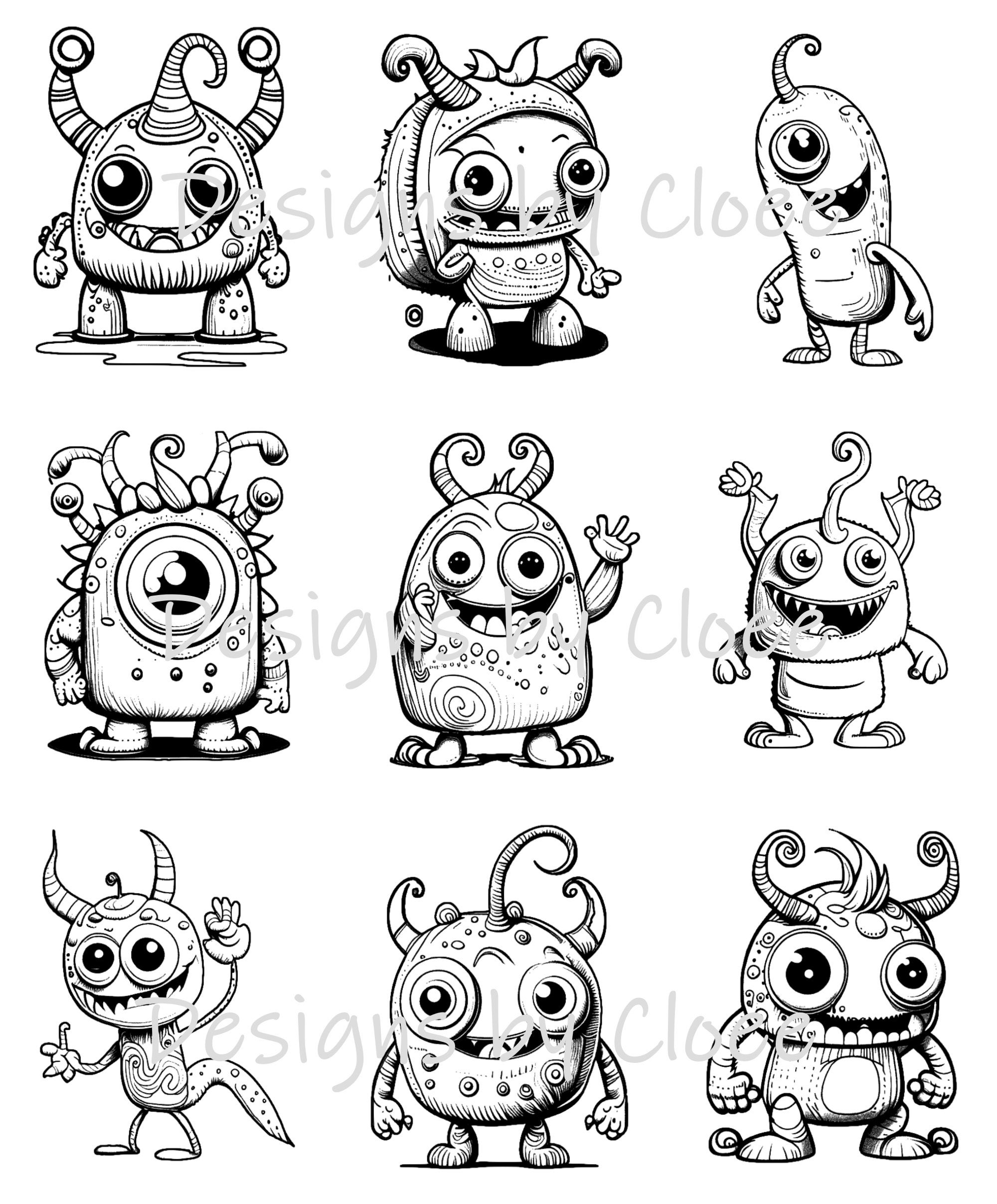 50 Coloring Pages | Monster Cartoon Characters | Boys, Kids, Adults ...