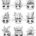 30 Coloring Pages | Cute Potted Plant Cartoon Characters With Big Eyes ...
