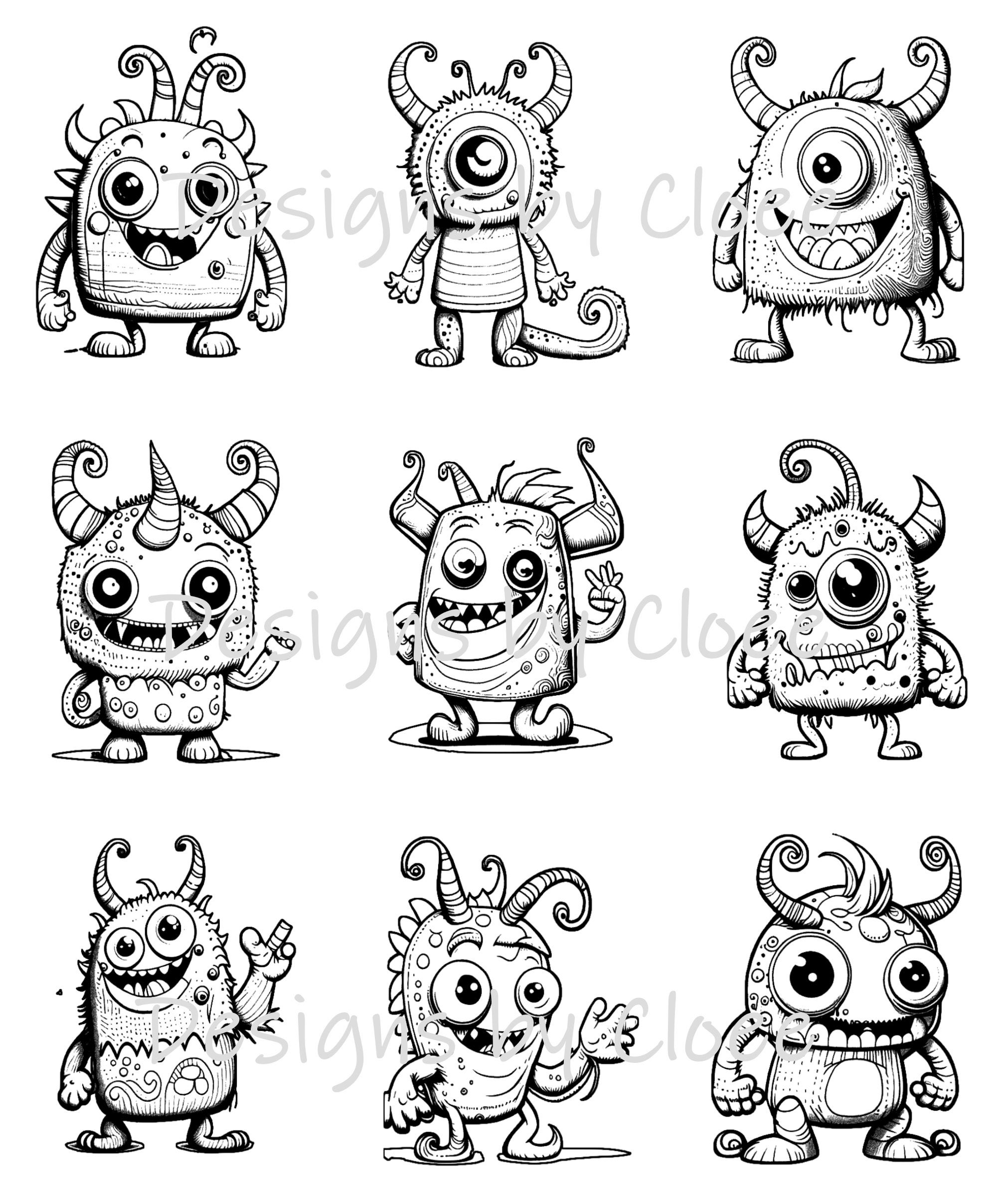 50 Coloring Pages | Monster Cartoon Characters | Boys, Kids, Adults ...