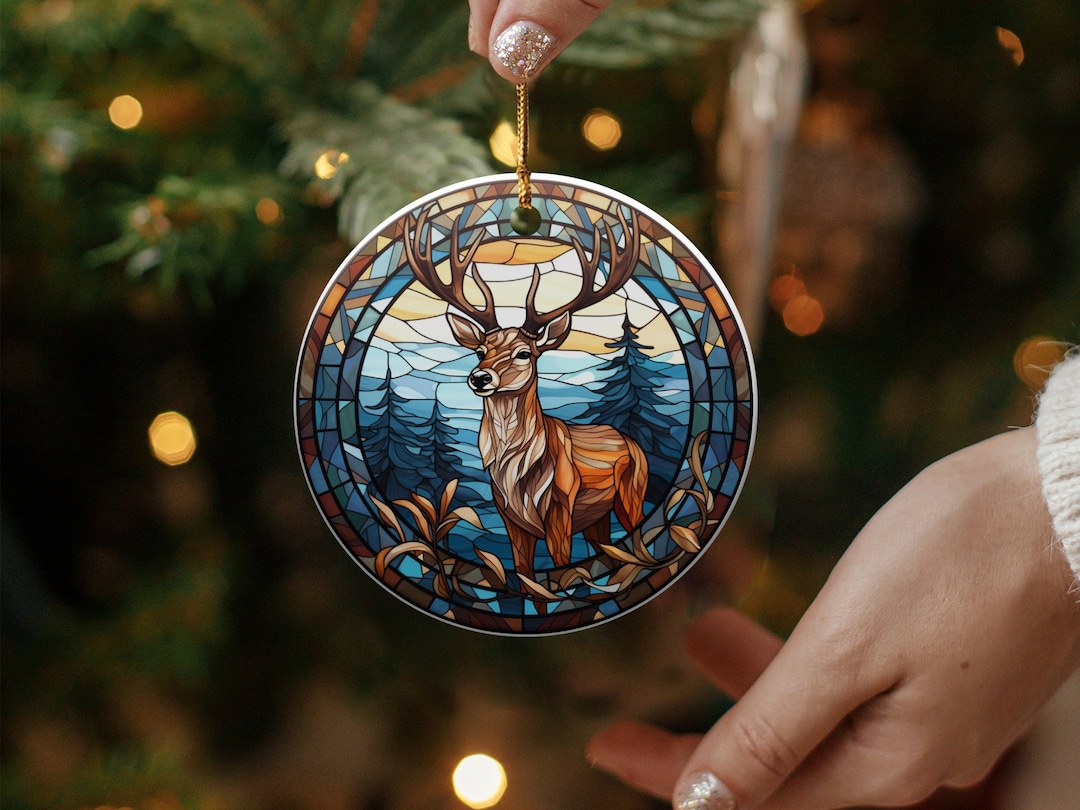 Stained Glass Stag Christmas Ornament: Holiday Decor Gift - Etsy
