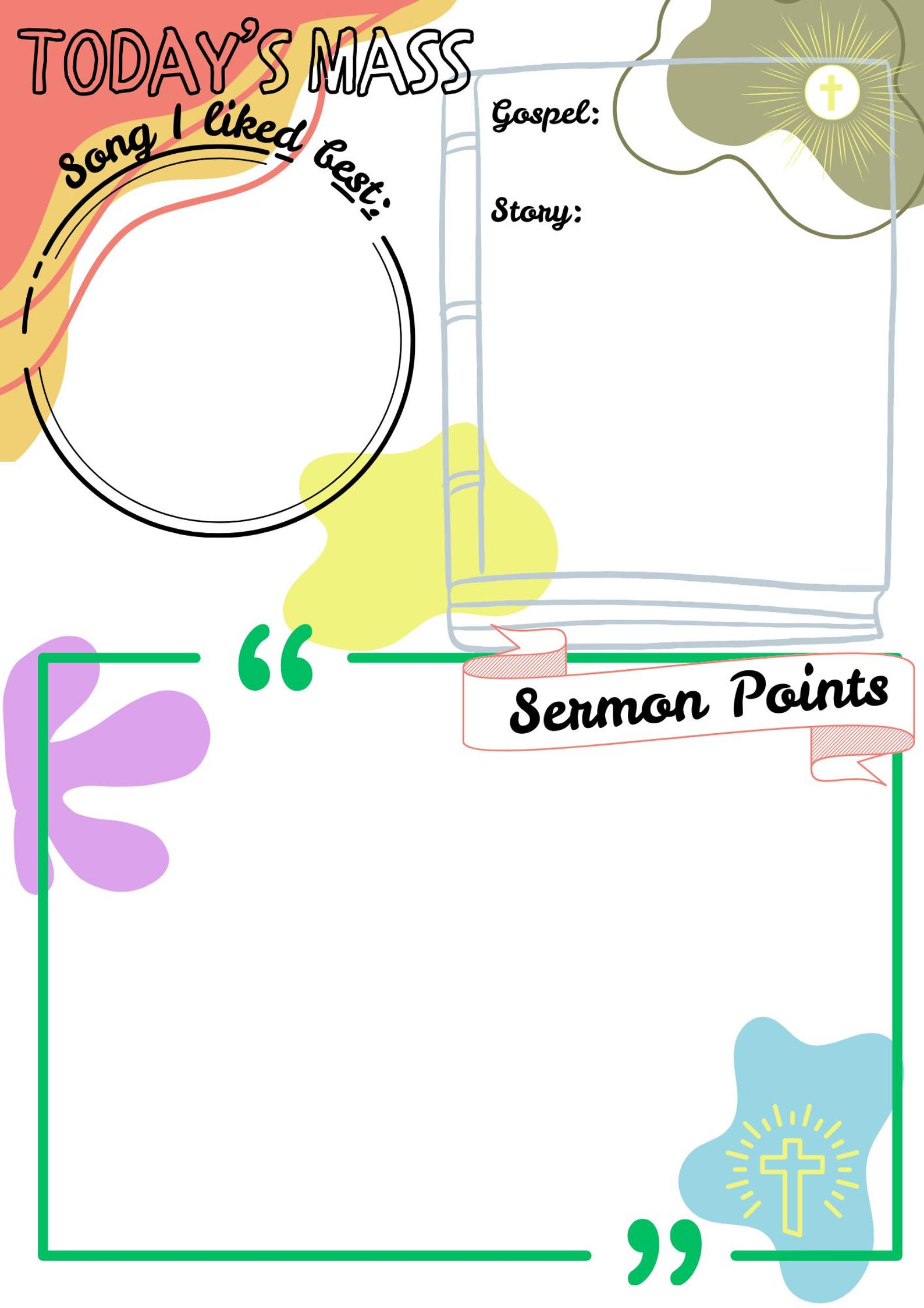 Kids’ Mass Reflection Printable | 2-page A4 Service Notes & Prayer ...