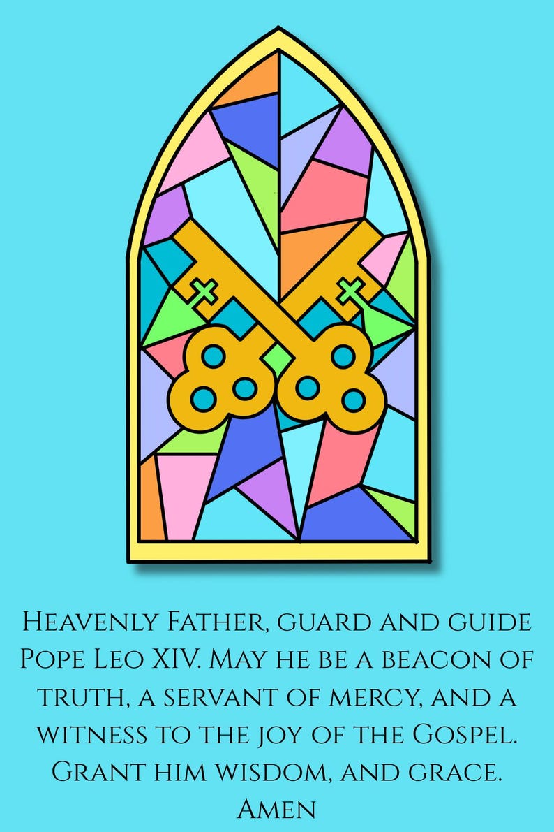 Pope Leo XIV Blessing Prayer Card | Stained Glass Design | Catholic ...