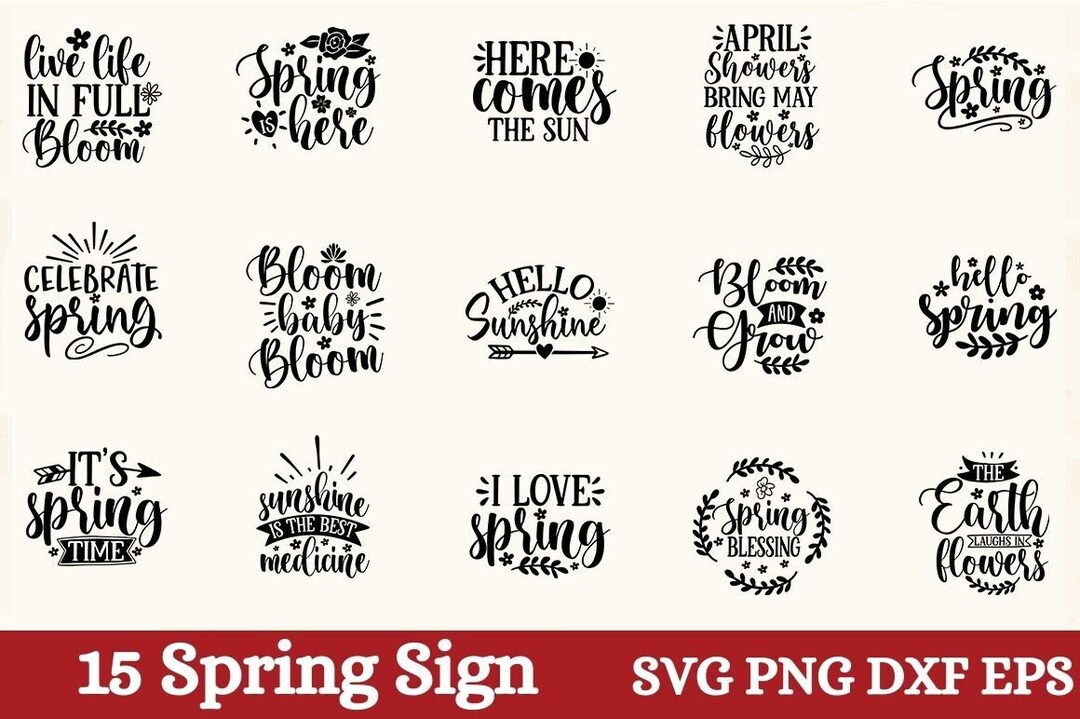 15 Spring Sign SVG Bundle, T Shirt SVG, Svg Files for Cricut ...