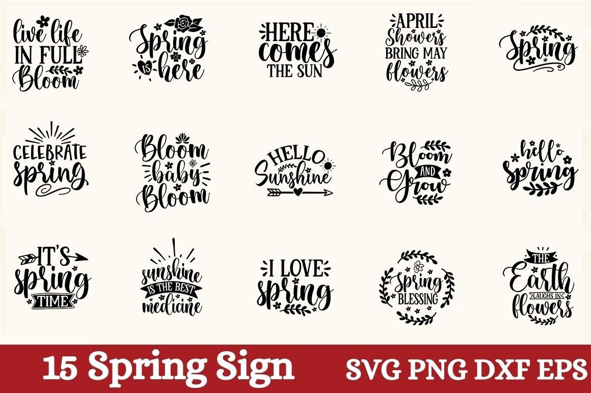 15 Spring Sign SVG Bundle, T Shirt SVG, Svg Files for Cricut ...
