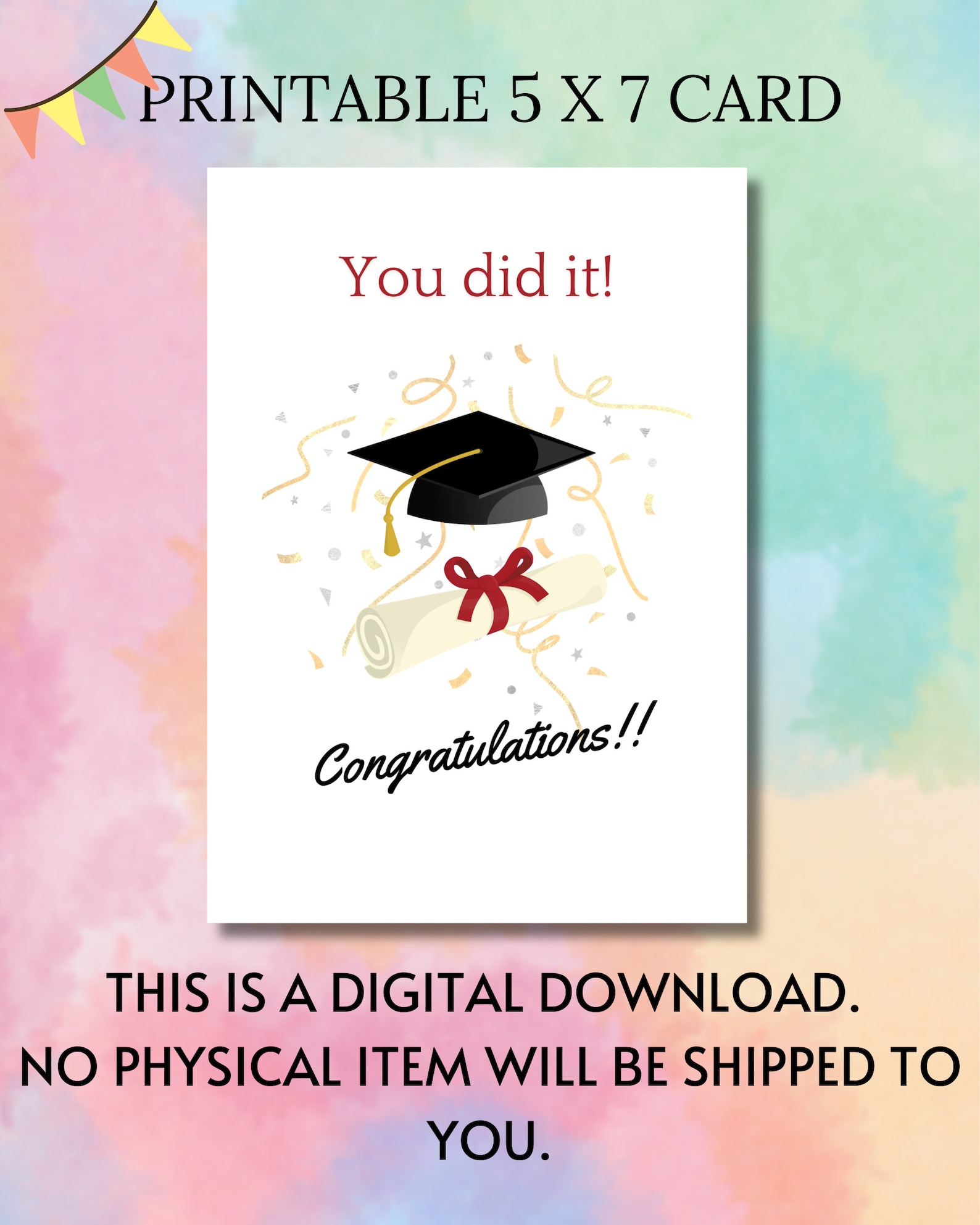 Printable Graduation Card | Digital Download | Congrats Card With Toga ...