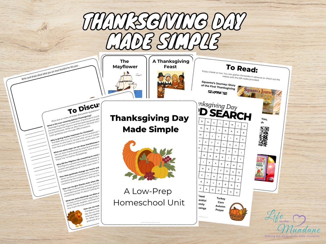 Thanksgiving Day Made Simple | Homeschool Printable Pack | Low Prep ...