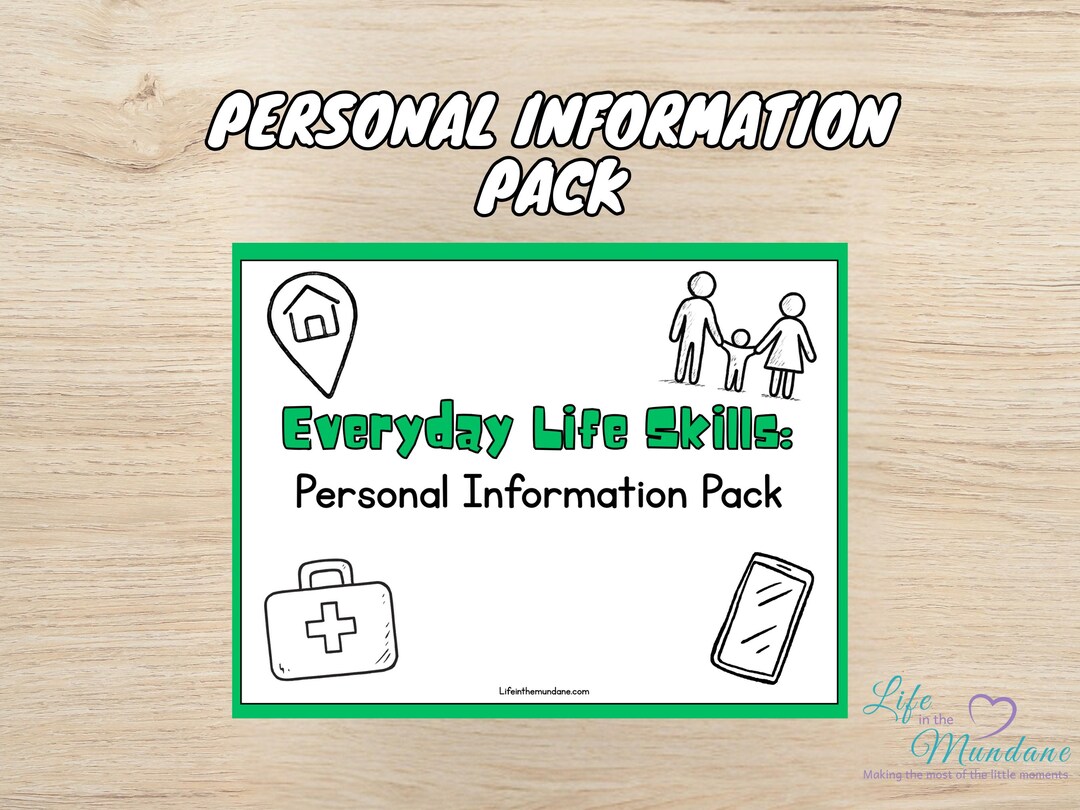 Everyday Life Skills Volume 1: Personal Information Pack - Etsy
