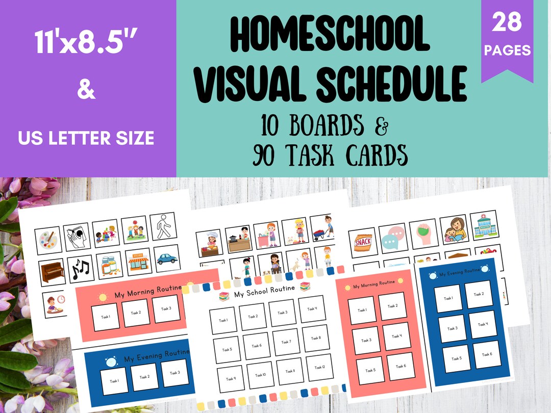 Homeschool Visual Schedule Set (coral & Blue) - Etsy