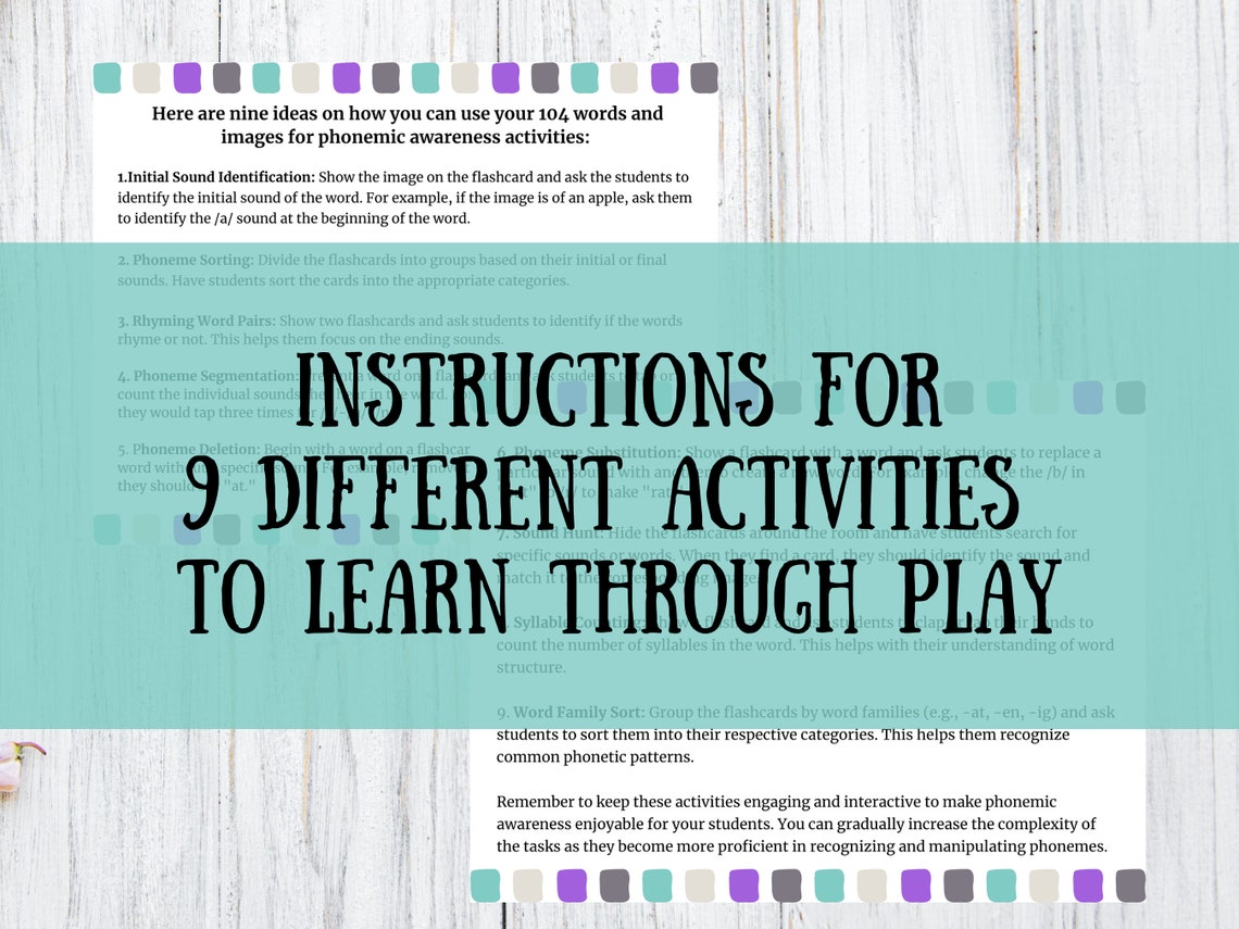 Phonemic Awareness Flashcards - Engage and Learn Through Play (104 ...