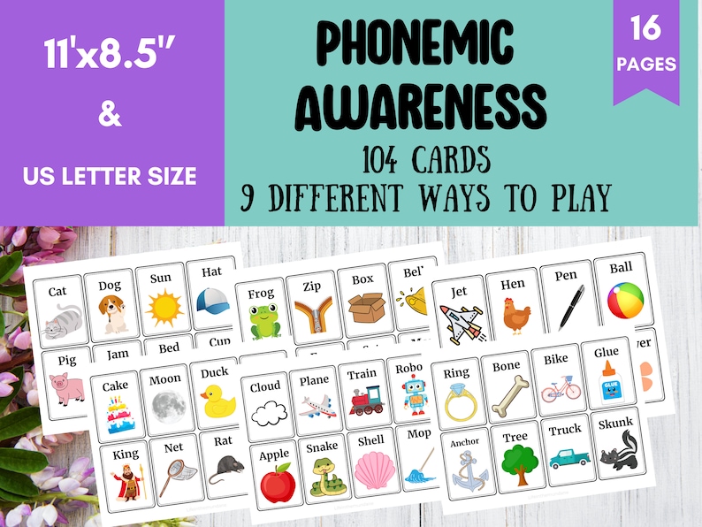 Phonemic Awareness Flashcards - Engage and Learn Through Play (104 ...