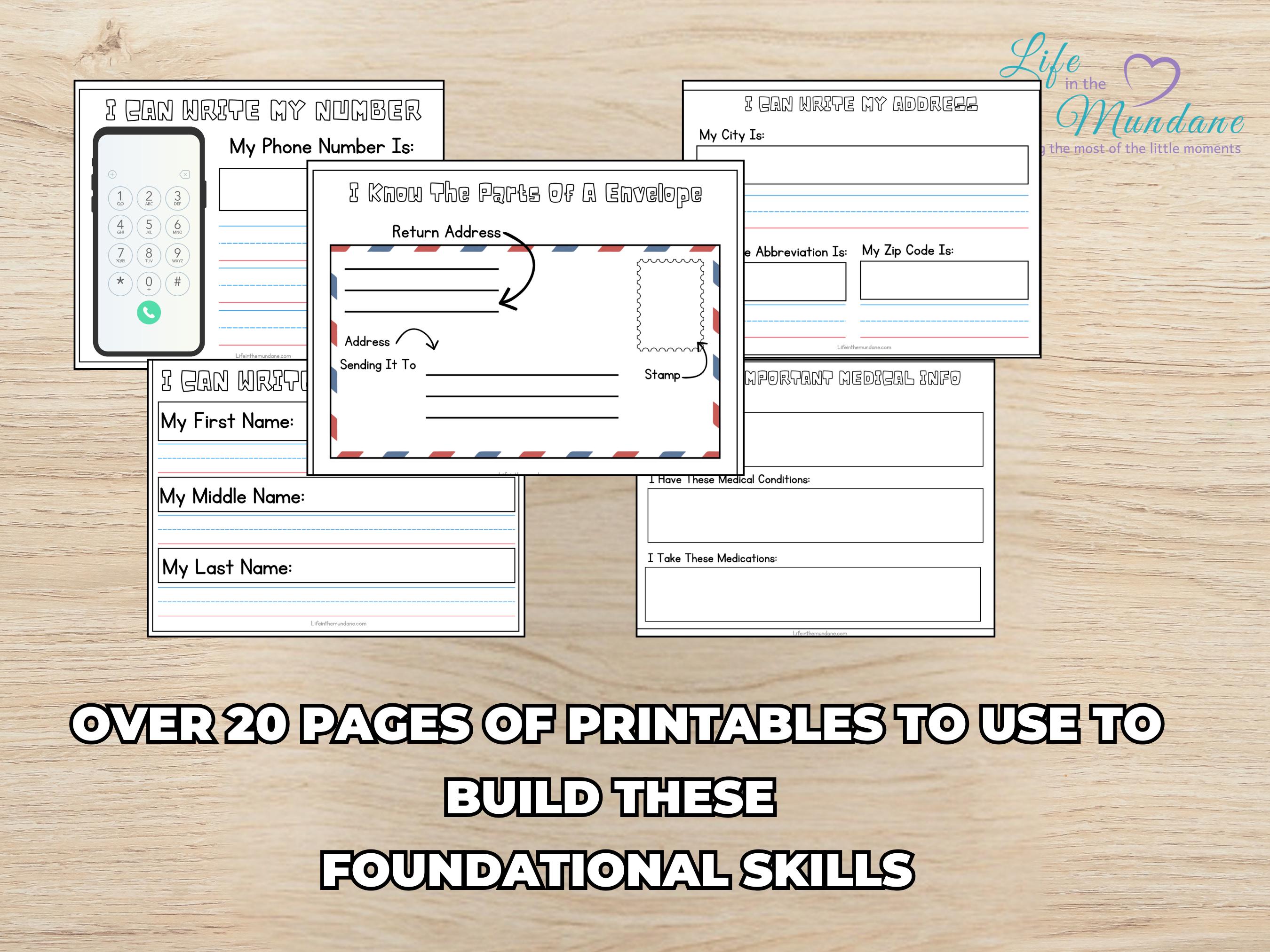 Everyday Life Skills Volume 1: Personal Information Pack - Etsy