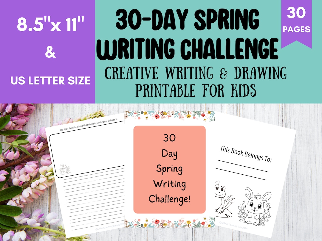 30-day Spring Writing Challenge: Creative Writing & Drawing Printable ...