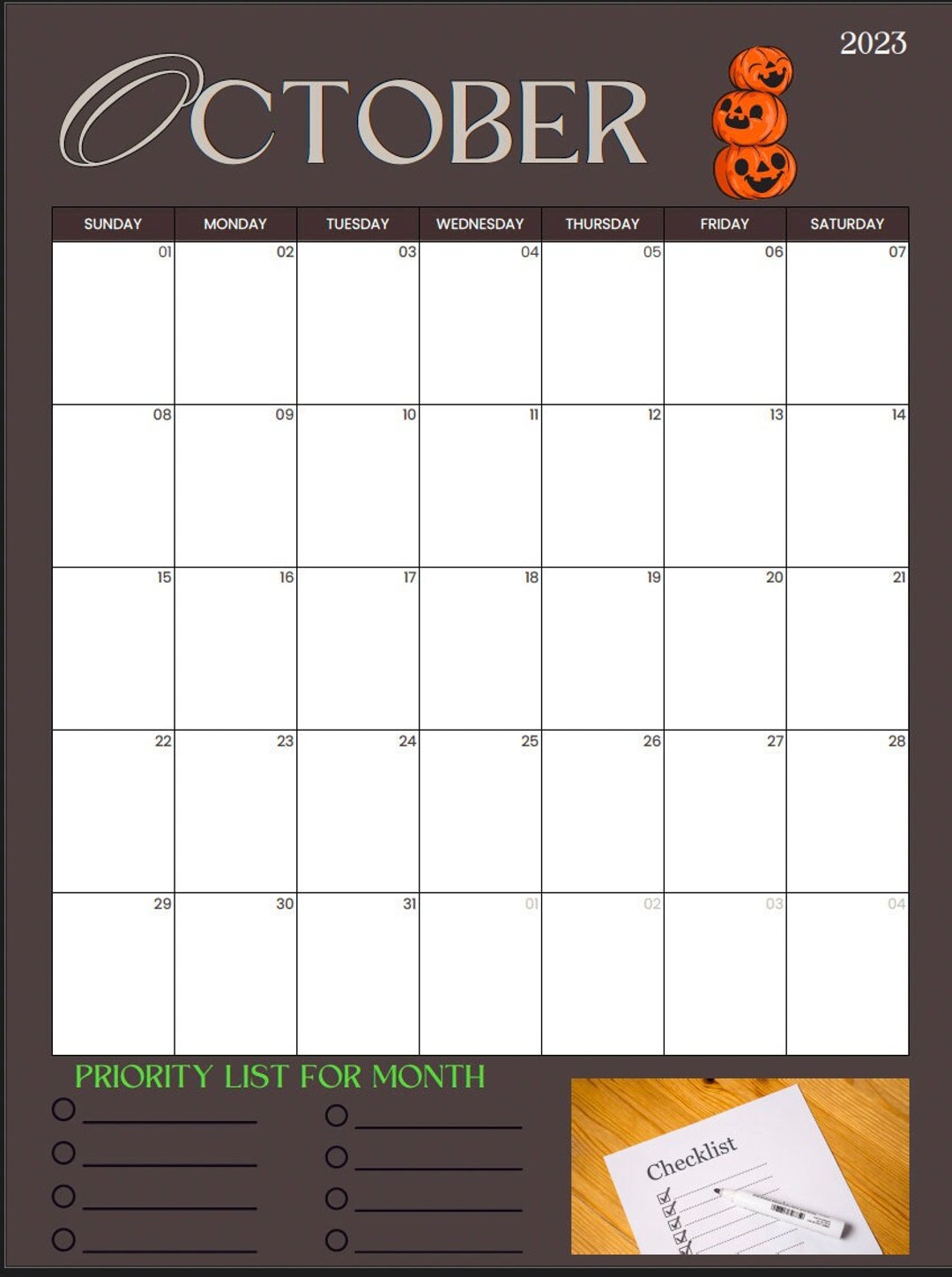 Printable October Calendar for Teachers - Etsy