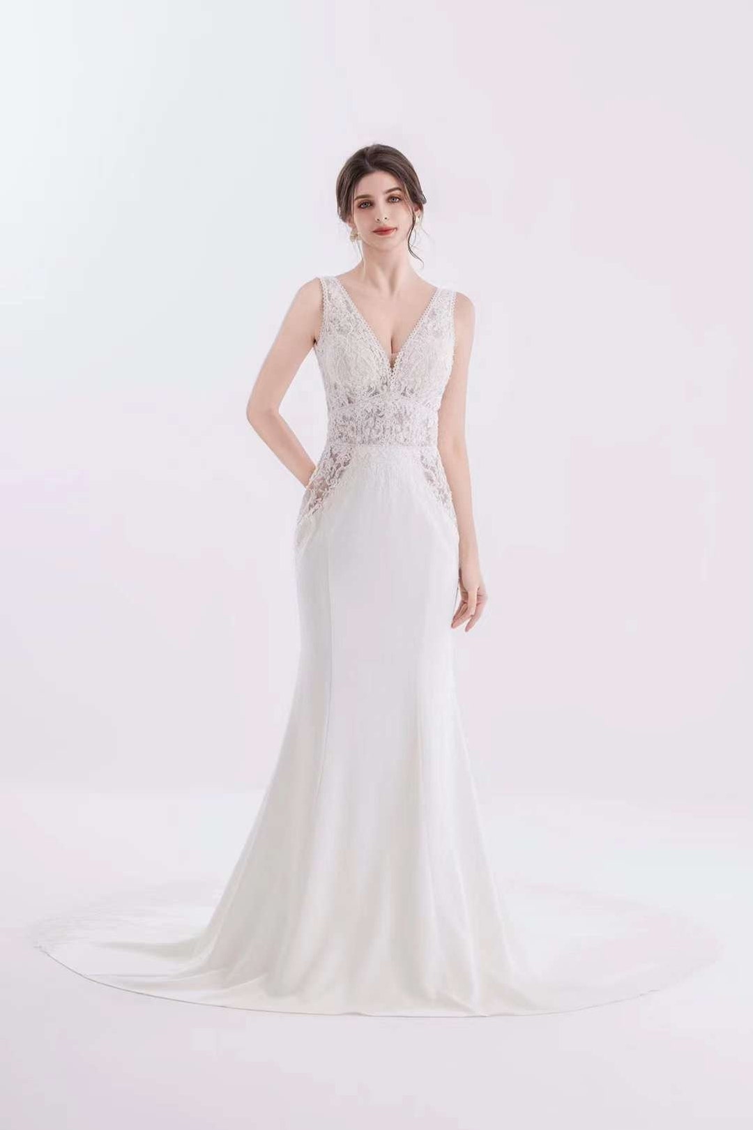 Timeless Elegant Lace Mermaid Wedding Dress With Satin Sheen and ...