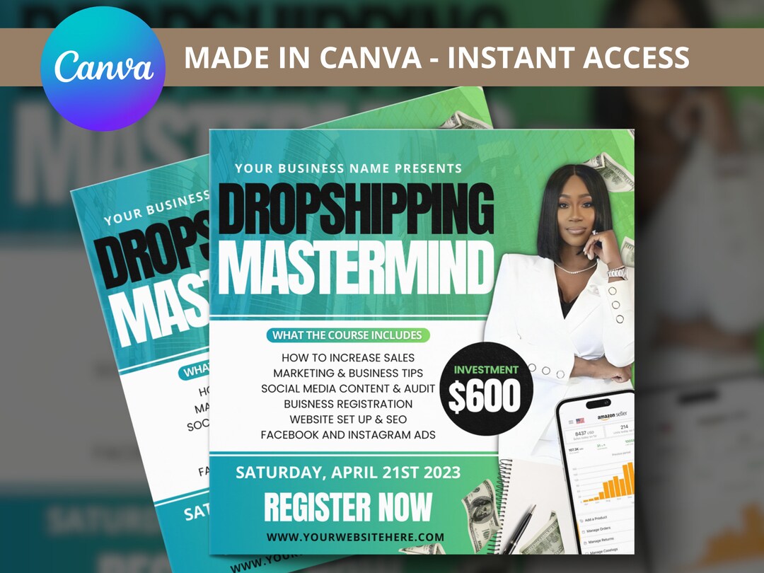 Business Course Social Media Flyer, Dropshipping Class, Course Canva ...