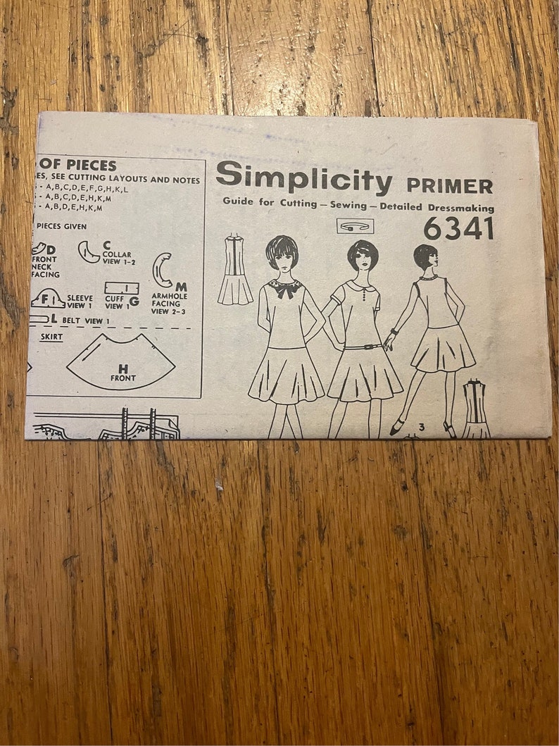 Simplicity 6341, Vintage 1965 Sewing Pattern. Misses’ One-piece Dress ...