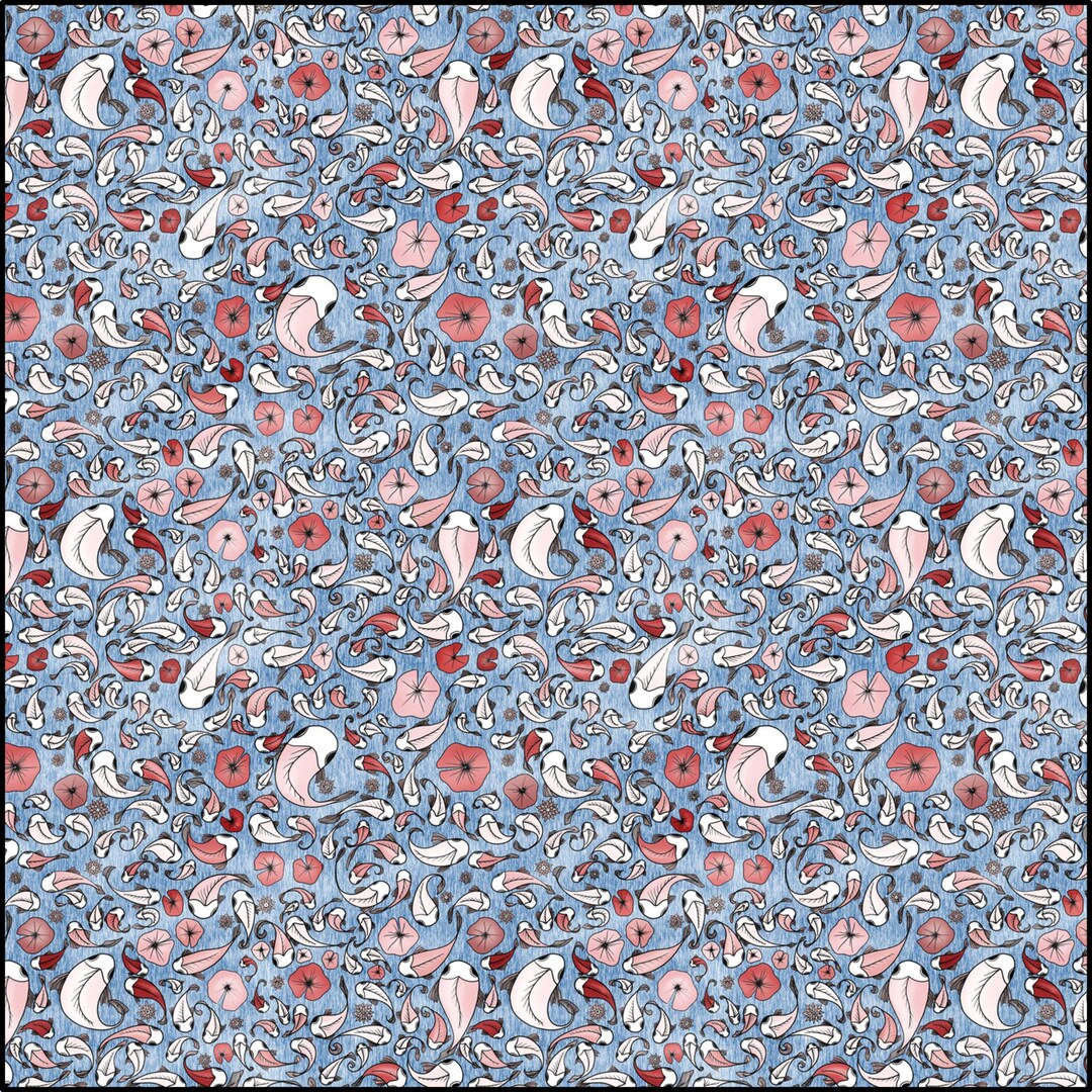 Fish Paisley-denim-fabric (combed Cotton Prima) for Sewing Projects Fun ...