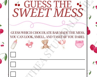 Guess the Sweet Mess, Baby Shower Game Minimalist, Guess Candy Bar Game ...