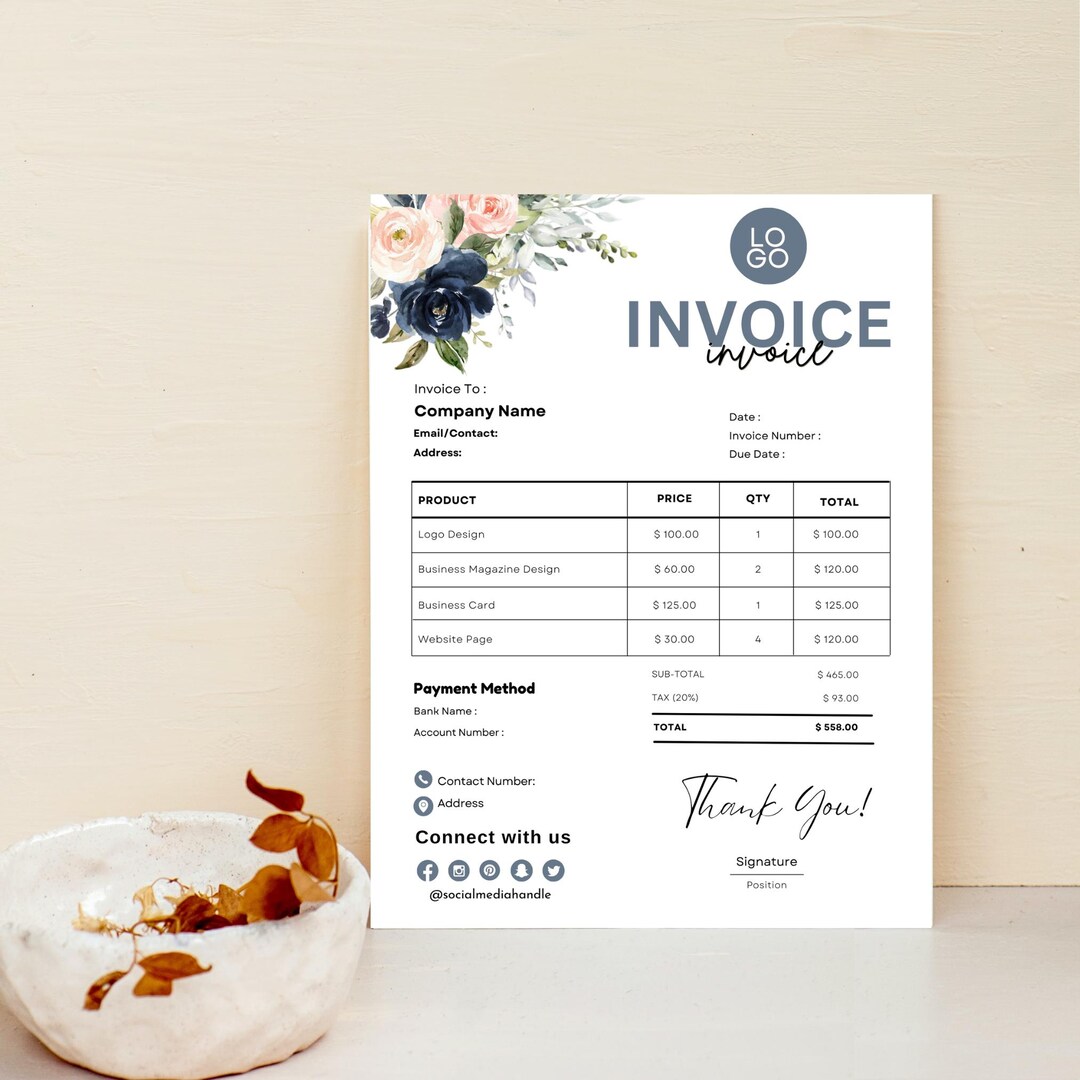 Editable Invoice Template, Printable Invoice, Custom Invoice Form ...