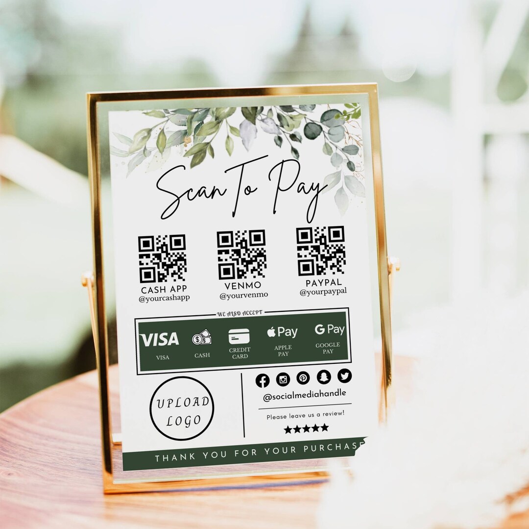 Editable Scan to Pay Sign QR Code Sign Template Canva, Printable ...