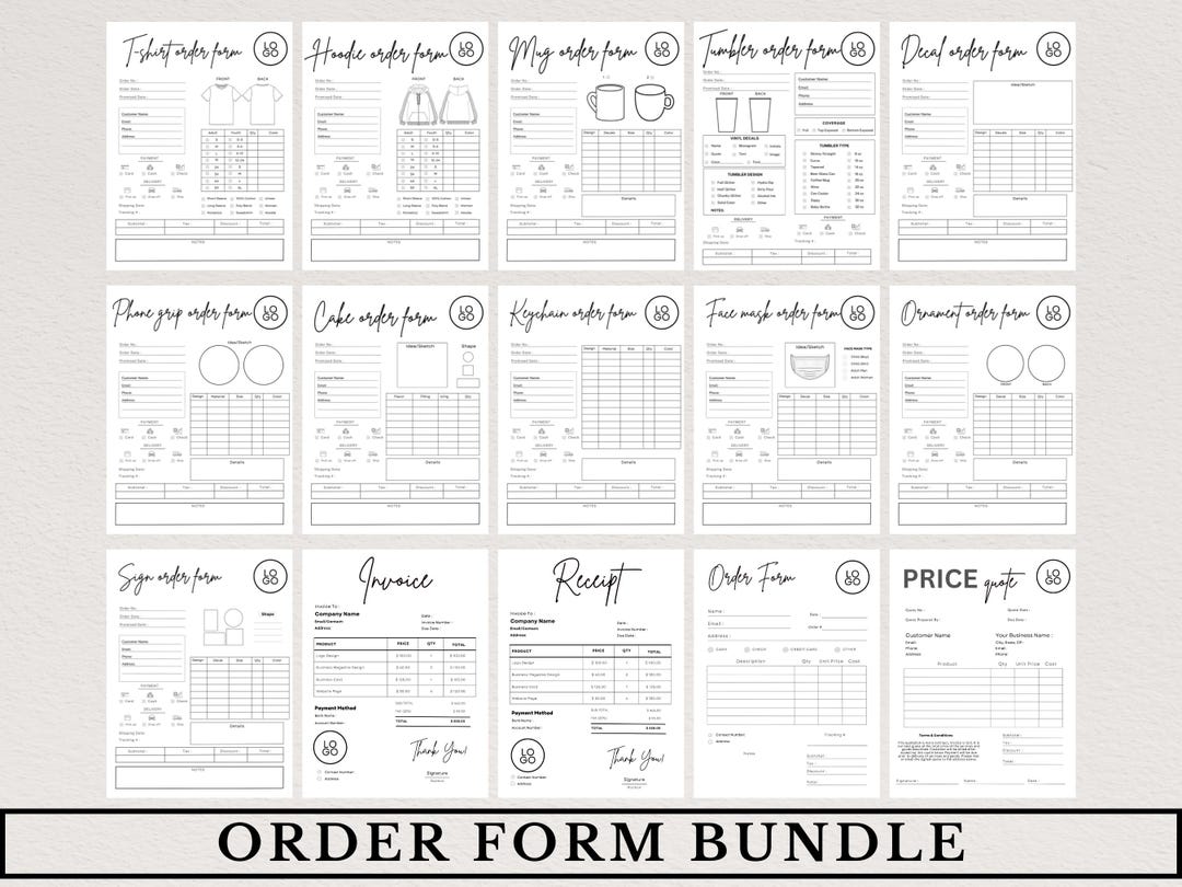 DIY Editable Order Forms Bundle, Tshirt Tumbler, Invoice Template Canva ...