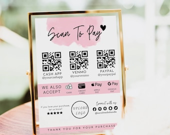 Editable Scan to Pay Sign QR Code Sign Template Canva, Printable ...