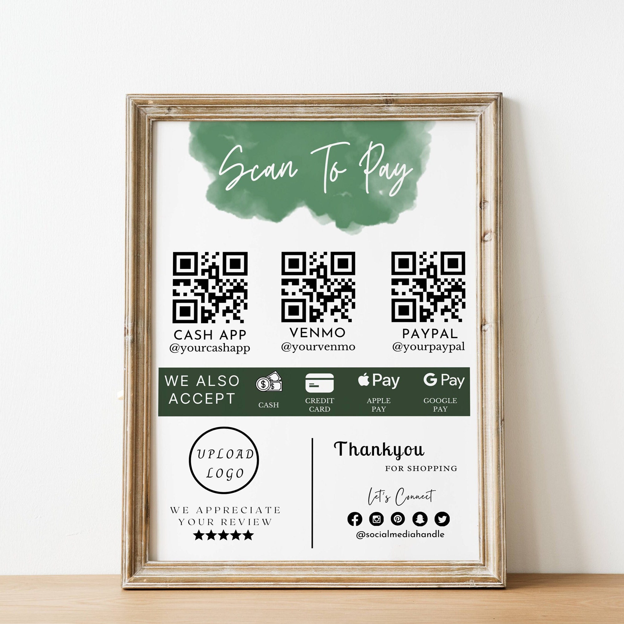 Editable Scan to Pay Sign QR Code Sign Template Canva, Printable ...