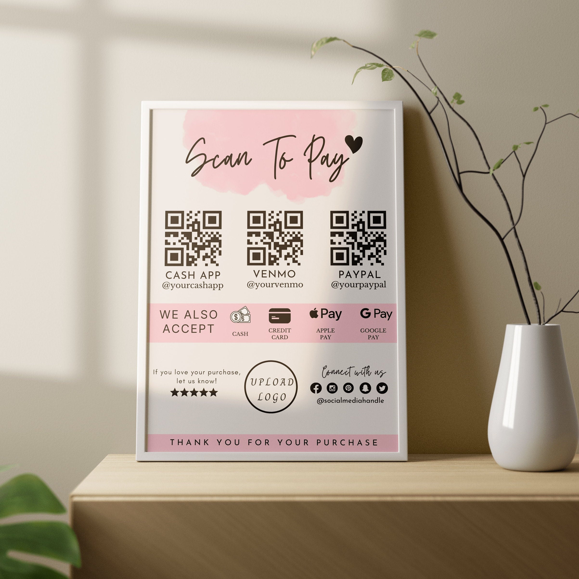 Editable Scan to Pay Sign QR Code Sign Template Canva, Printable ...