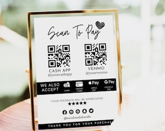 Editable Scan to Pay Sign QR Code Sign Template Canva, Printable ...